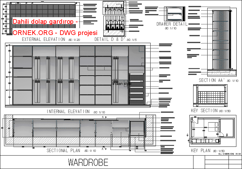 Proje Sitesi | Dahili dolap gardırop Autocad Projesi