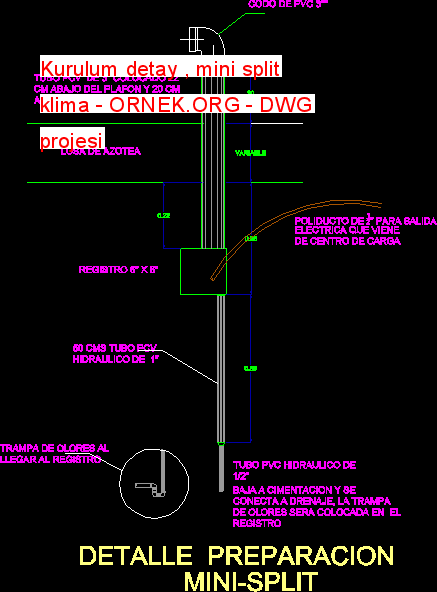 Proje Sitesi | Kurulum detay , mini split klima Autocad Projesi